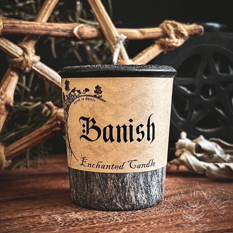 Banish Spell Candle – Brooms & Witchery